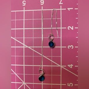 Hand Crafted | Jewelry | 925 Sterling Silver Ear Threads Long Chain Dangle With December Crystal ...